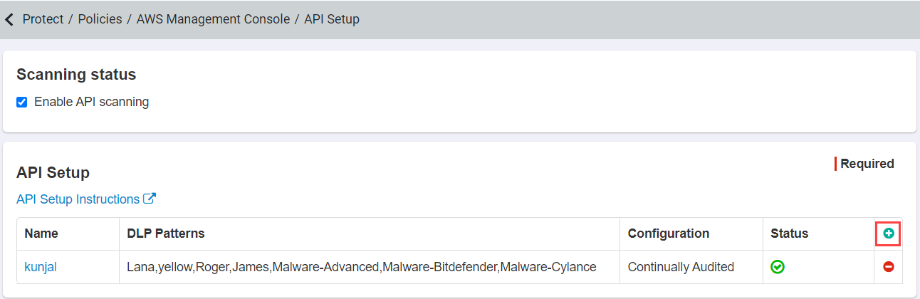 Enabling and setting up API scanning in Forcepoint Data Security Cloud | SSE
